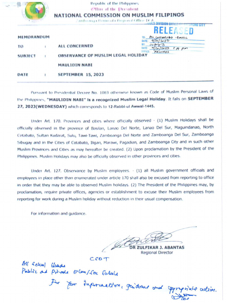 Observance of Muslim Legal Holiday | PDF