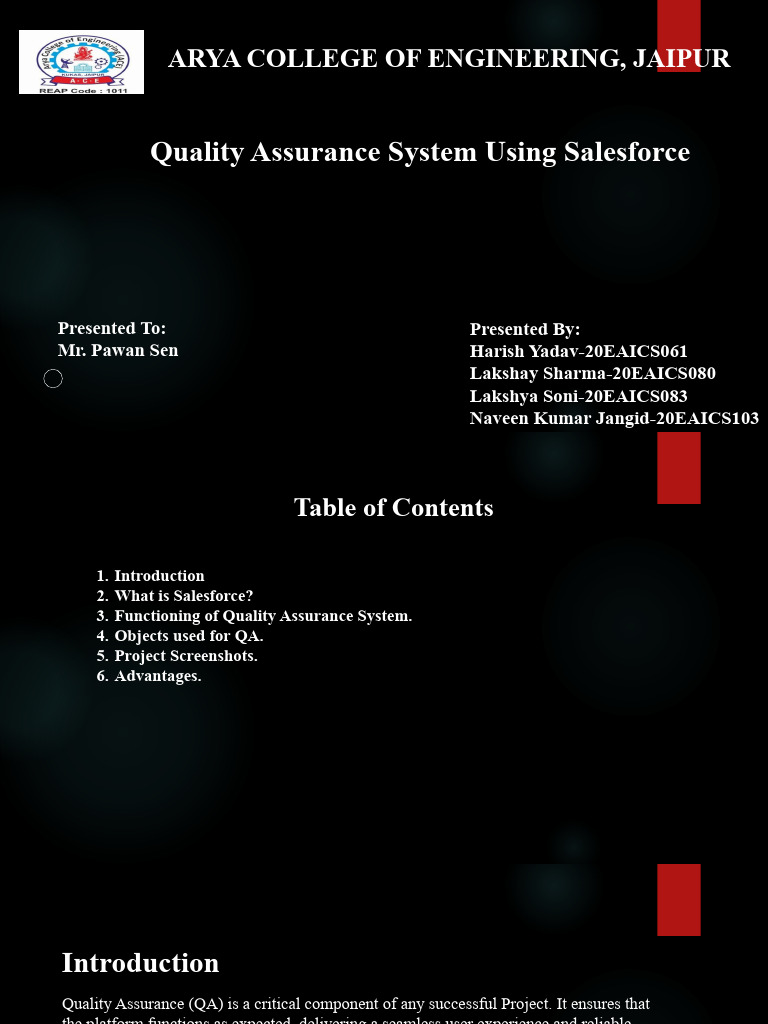 Quality Assurance System in Salesforce | PDF | Quality Assurance ...
