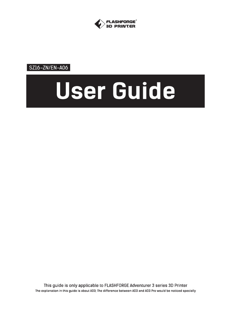 Adventurer 3 User Manual | PDF