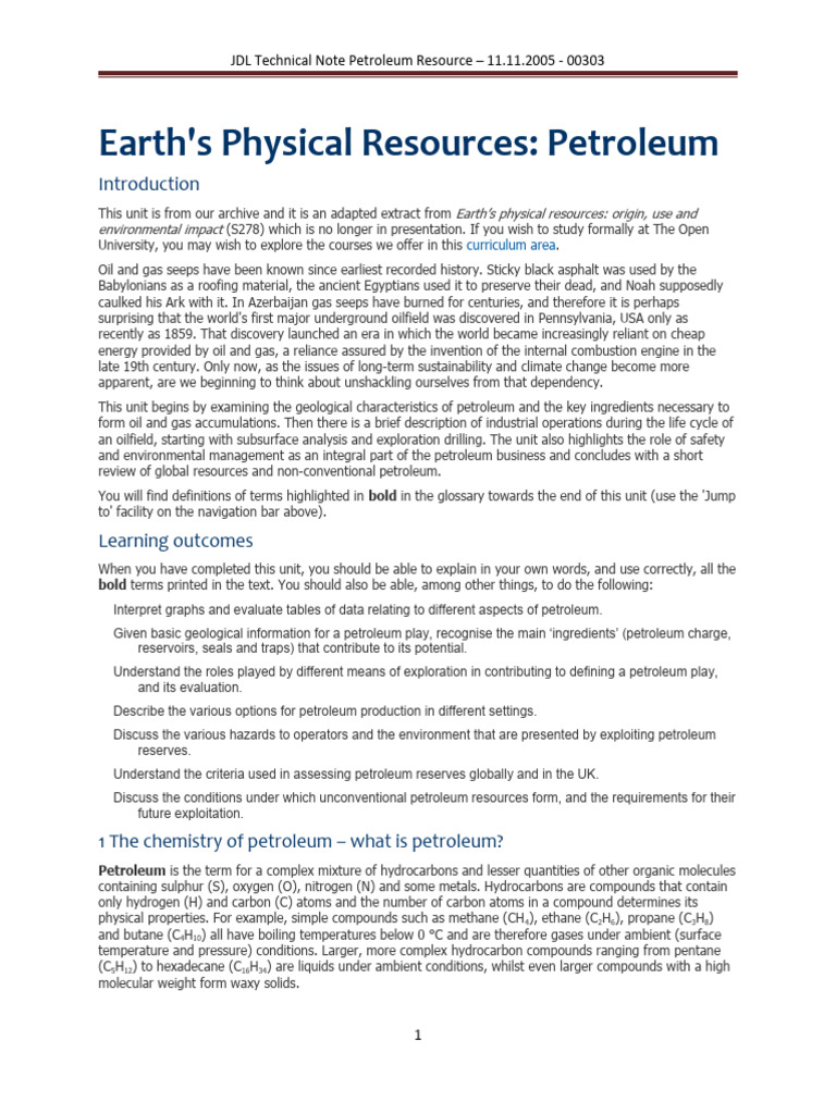 JDL - Petroleum Overview JDL Technical Note 00303 | PDF | Petroleum ...