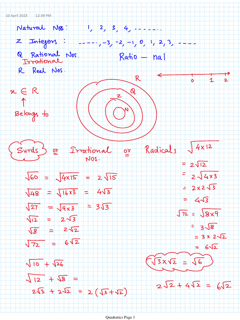 Quadratics Class Notes | PDF | Quadratic Equation | Mathematics