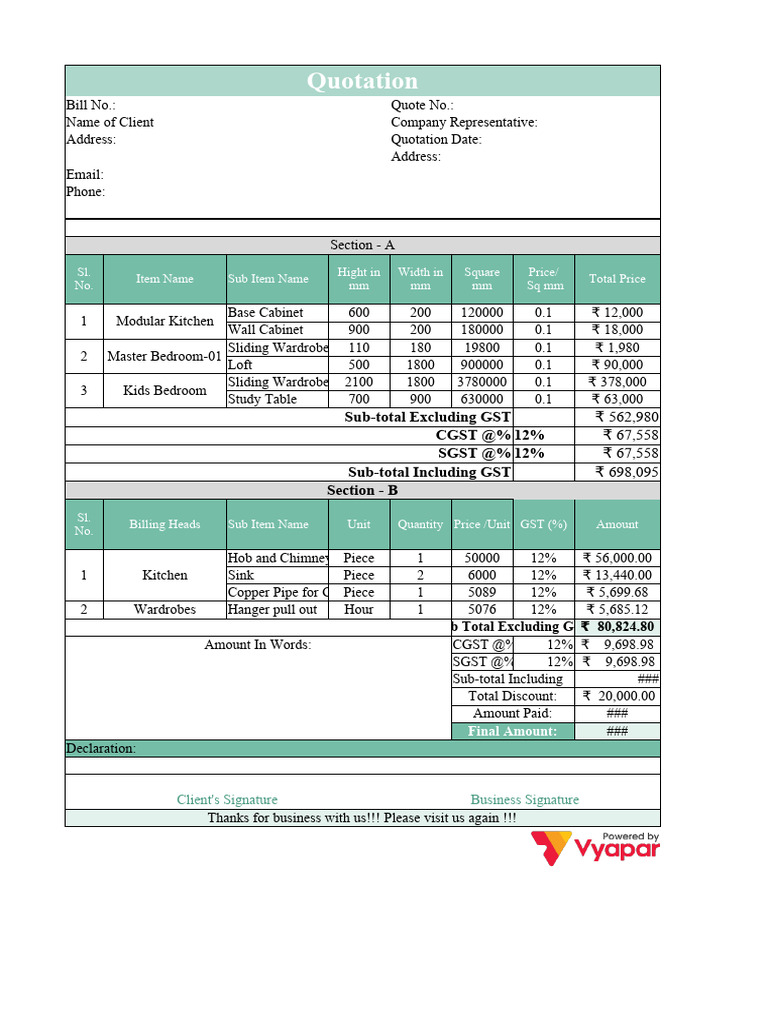 Interior Quotation Format 1 | PDF | Home | Interior Design