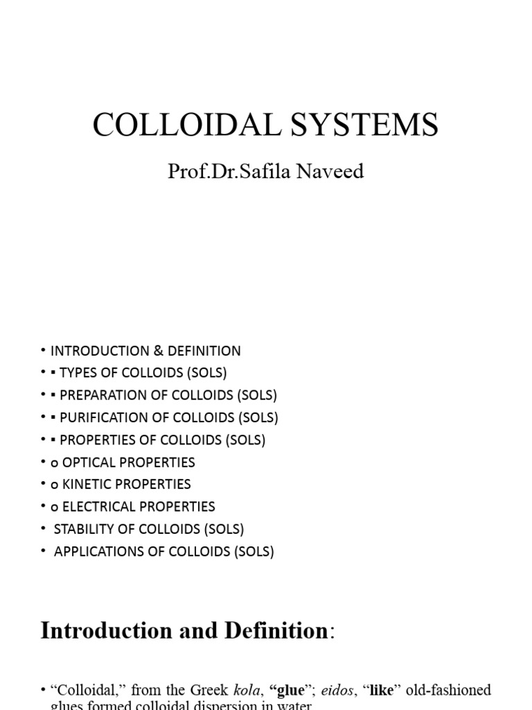 2.colloidal Systems | PDF | Colloid | Chemistry