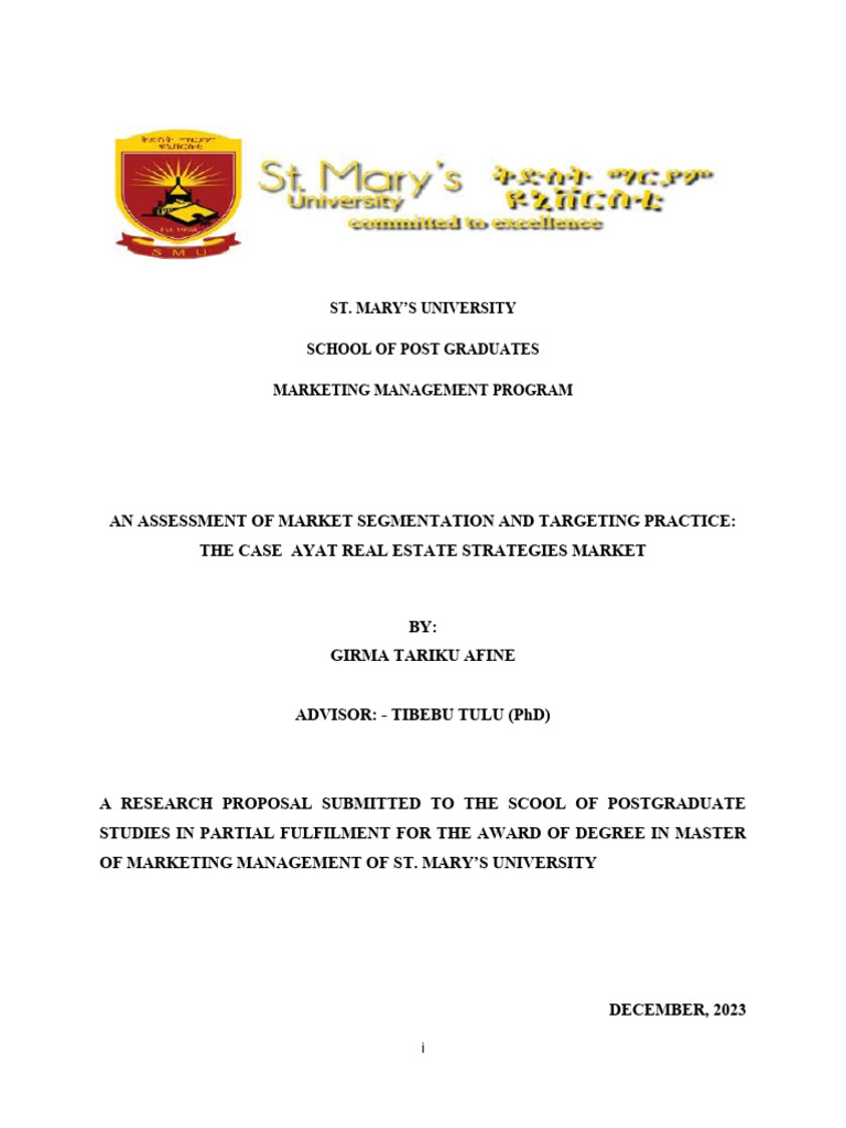Girma First Draft Proposal (1) Comm | PDF | Market Segmentation | Marketing