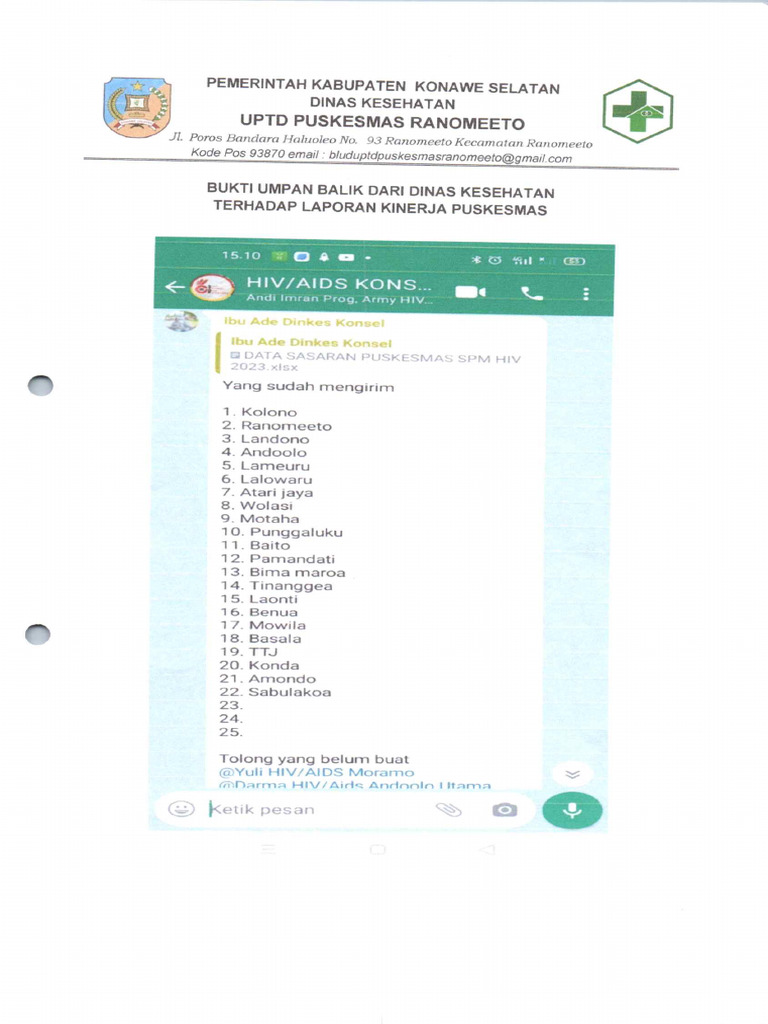 2.8.3.fg Bukti Umpan Balik Dan Hasil Tindak Lanjut Dari Dinkes | PDF
