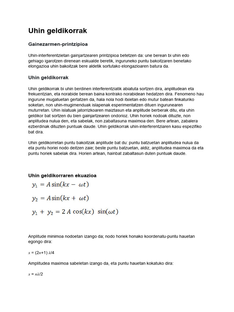 4 - Uhin Geldikorrak. Definizioa Eta Adibideak. - Sadik Abubakar Martín | PDF