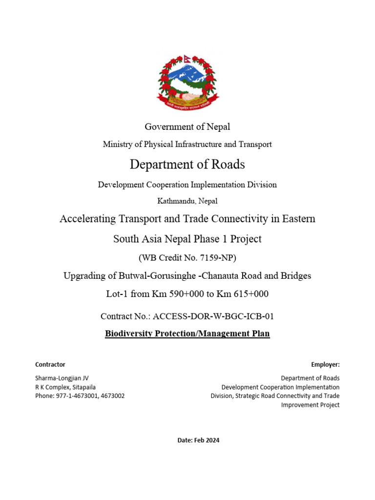 BioDiversity Management Plan | Download Free PDF | Road | Climate ...
