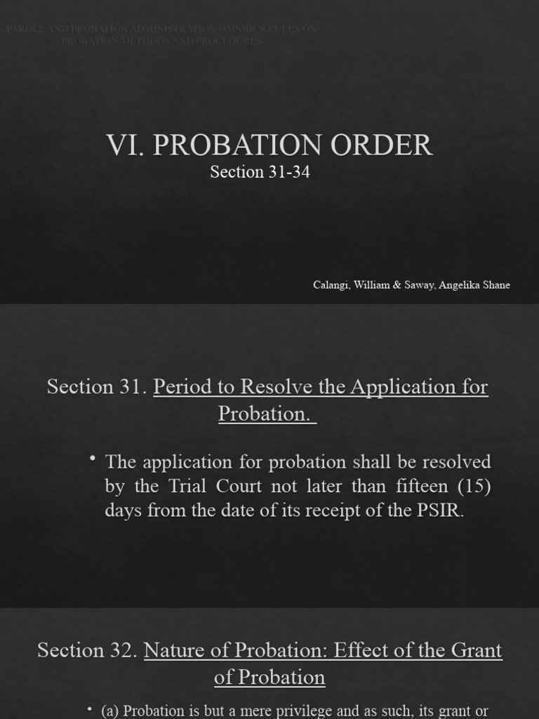 PROBATION ORDER - G3 | PDF | Probation | Penology