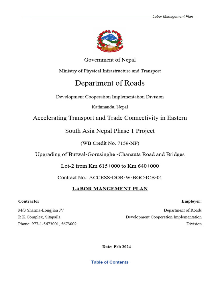 Labor Management Plan | PDF | Occupational Safety And Health | Employment