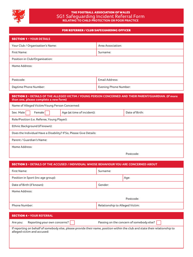 SG1 - SAFEGUARDING - INCIDENT - REFERRAL - FORM - DRT | PDF | Justice | Crime & Violence