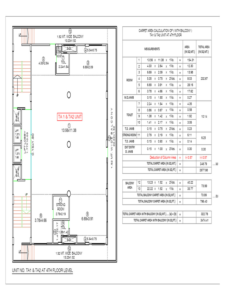 Ta1 & Ta2 - Carpet Area | PDF