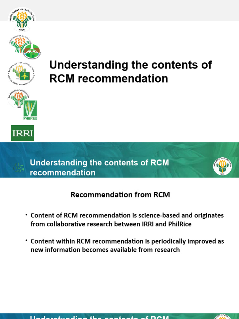 5 - Understanding The Contents of RCM Recommendation 2.22 | PDF | Rice ...