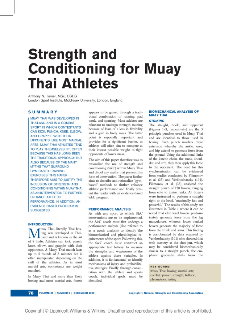 Strength and Conditioning For Muay Thai Athletes | PDF | Strength ...