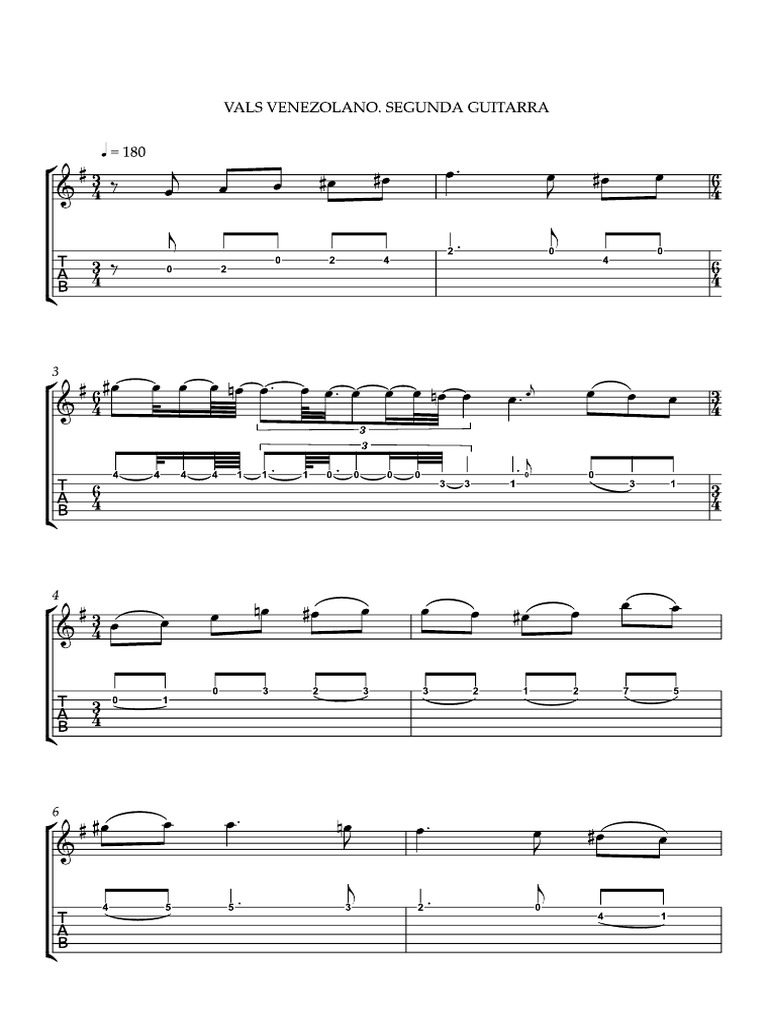 Segunda Guitarra Vals Venezolano Partitura Completa | PDF