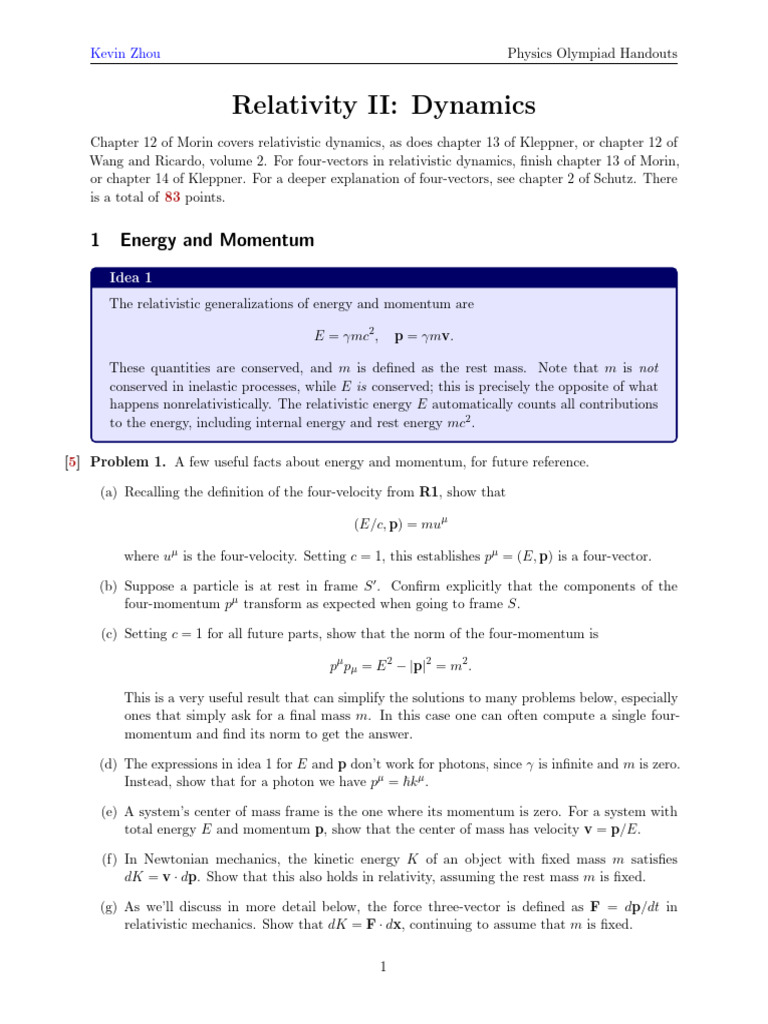 R2 Sol | PDF | Momentum | Special Relativity