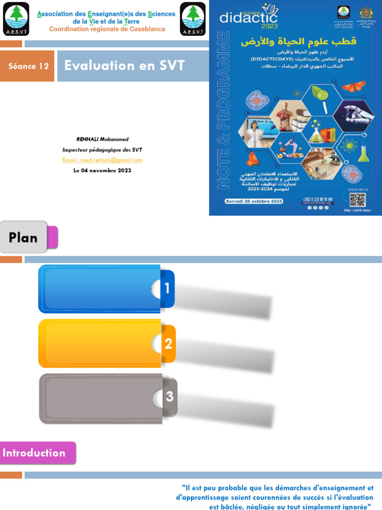 Évaluation en SVT : Types et Outils | PDF | Pédagogie