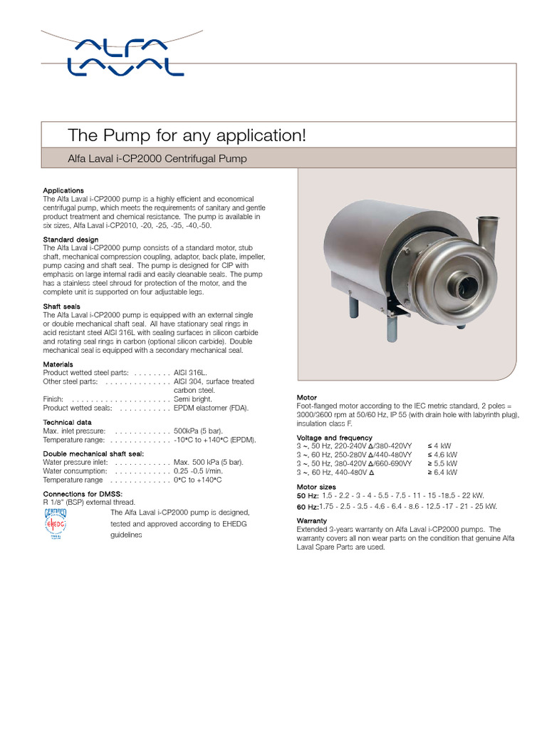 i-CP2000-Centrifugal-Pump Product Leaflet | PDF | Pump | Mechanical ...