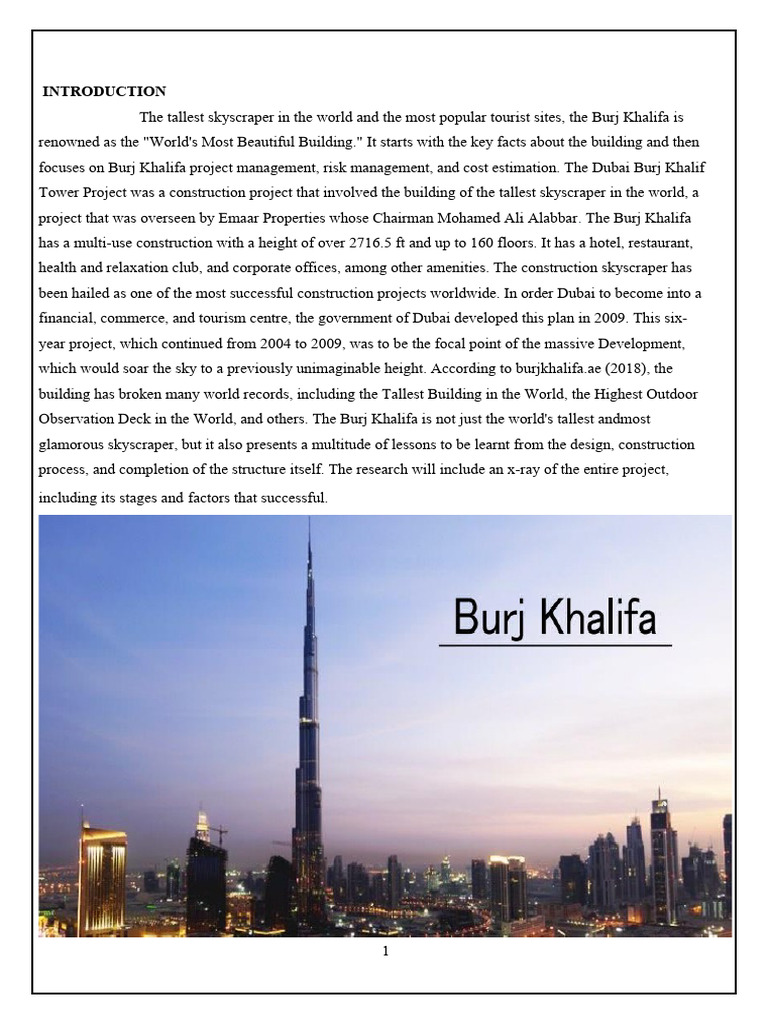 Burj Khalifa Word | PDF | Civil Engineering | Building Engineering