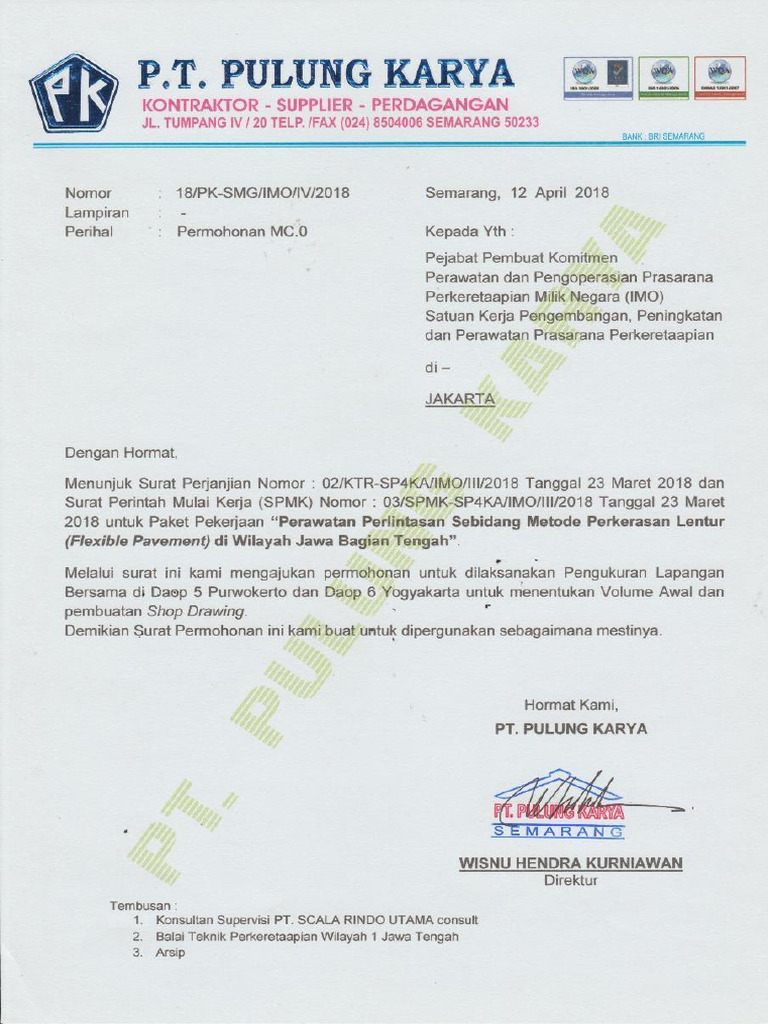 Contoh Surat MC.0 | PDF