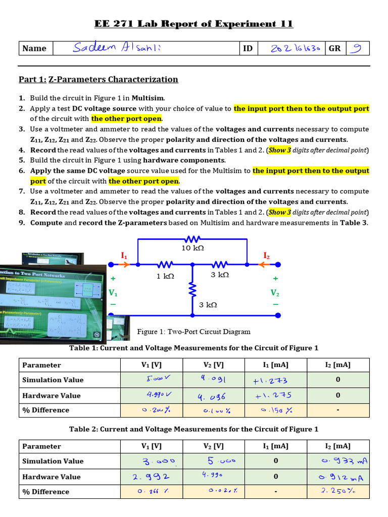 EE 271 Exp# 11 Report Template | PDF | Electrical Network | Electrical ...