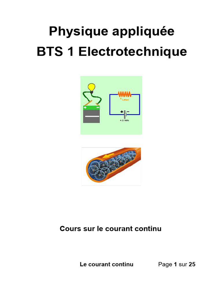 Cours sur le courant continu BTS Électrotechnique | PDF | Résistance ...