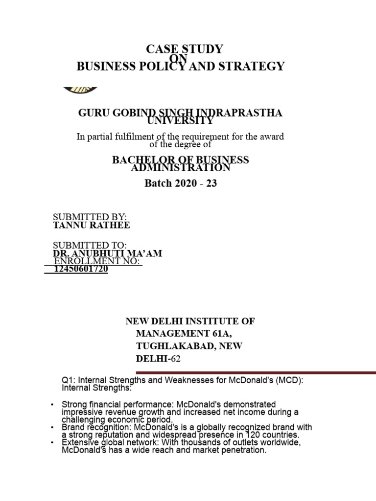 Case Study BPSM | Download Free PDF | Mc Donald's | Goal