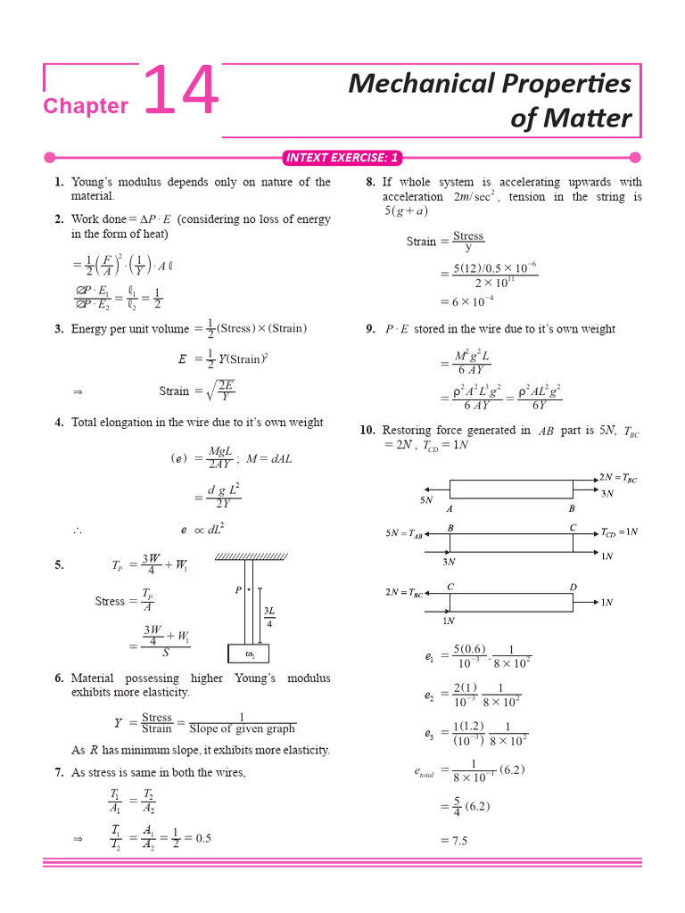 Mechanical Properties of Matter Explained | PDF | Surface Tension | Young's Modulus