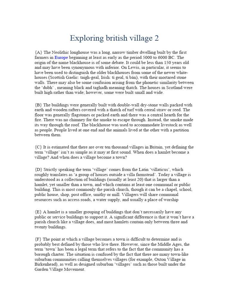 Understanding British Villages | PDF