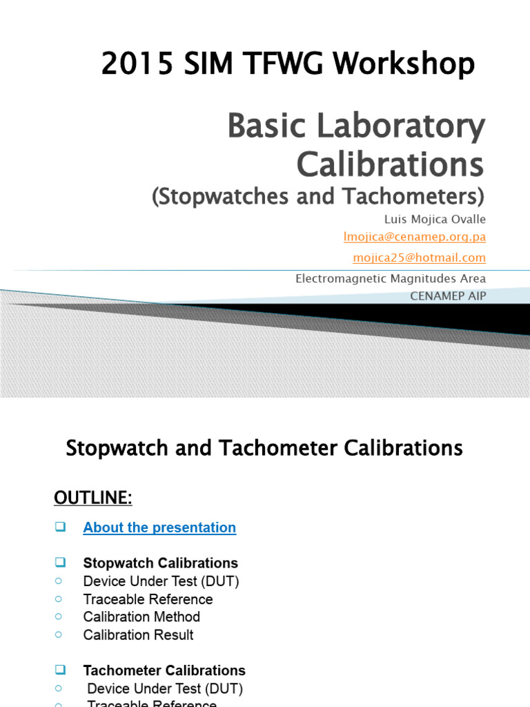 Stopwatch and Tachometer Calibration Guide | PDF | Calibration | Timer
