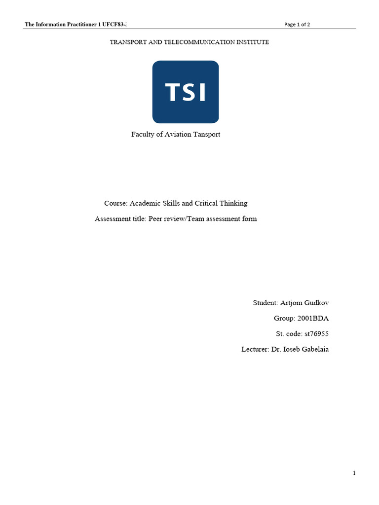 CW2 Peer Assessment Form | PDF | Agile Software Development | Methodology