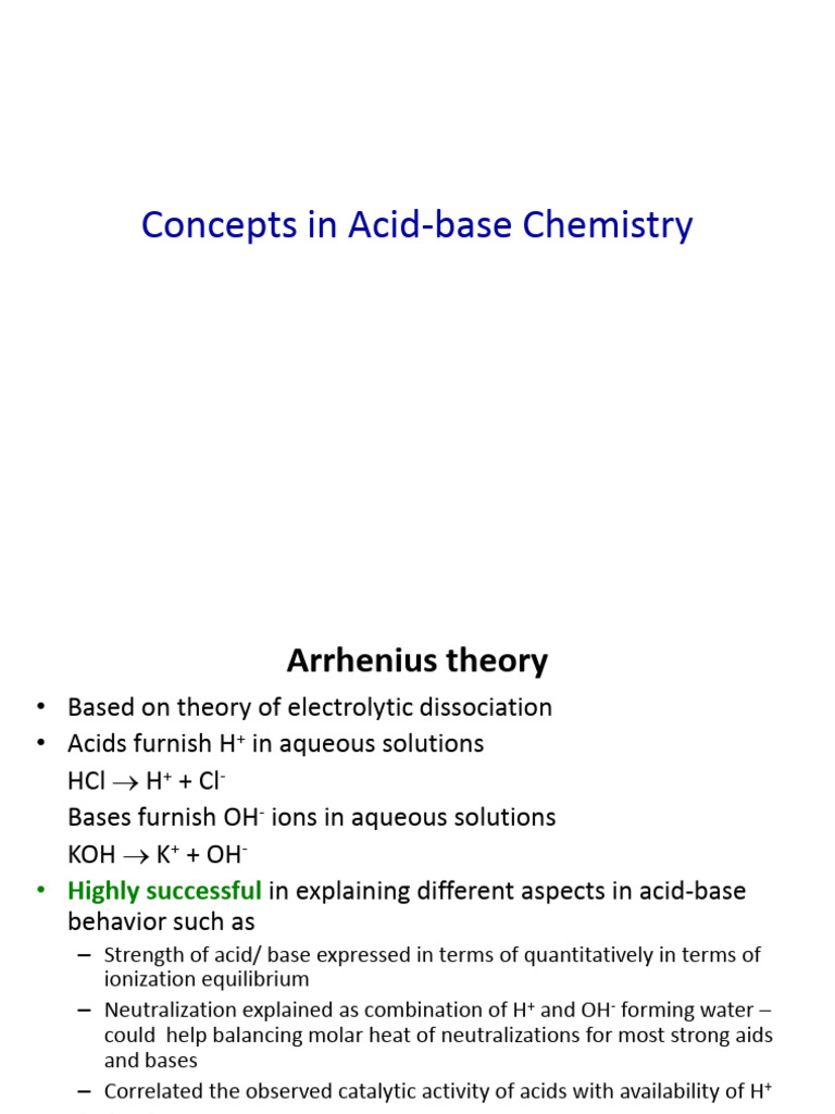 Acid-Base | PDF | Acid | Aqueous Solution