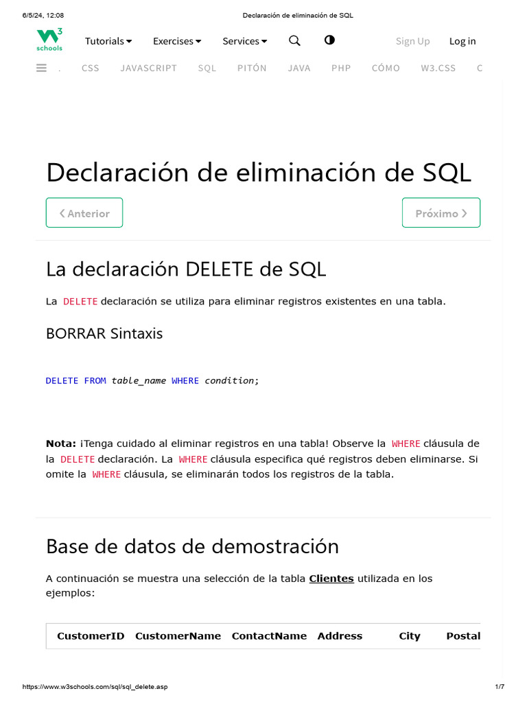 Sintaxis de DELETE en SQL | PDF | SQL | Arquitectura de sistemas