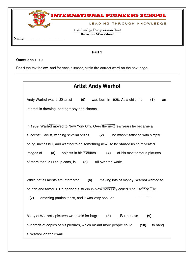 Grade-7 Cambridge Progression Worksheet - 26042023 - 140236 | PDF ...
