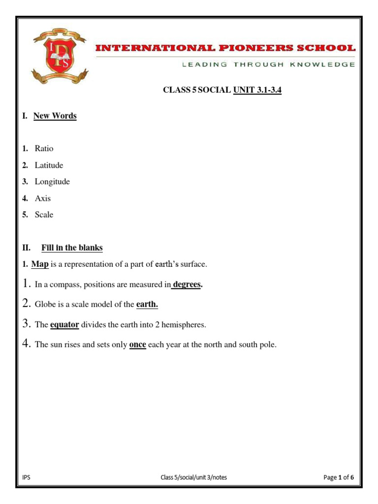 Class 5 Social Studies Notes | PDF | Latitude | Compass