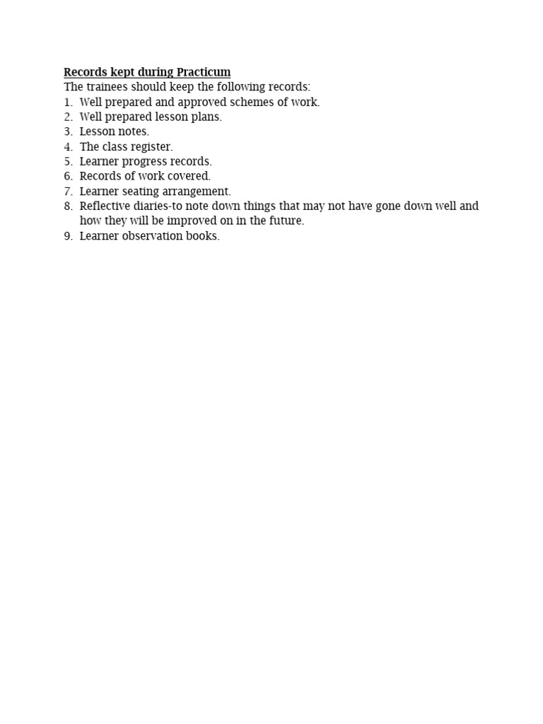 Records Kept During Practicum | PDF | Career & Growth | Art