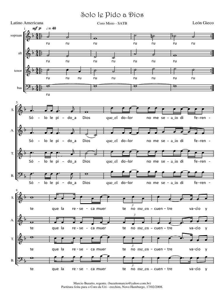 Solo Le Pido A Dios Partituur | PDF | Musica Popular | Canciones