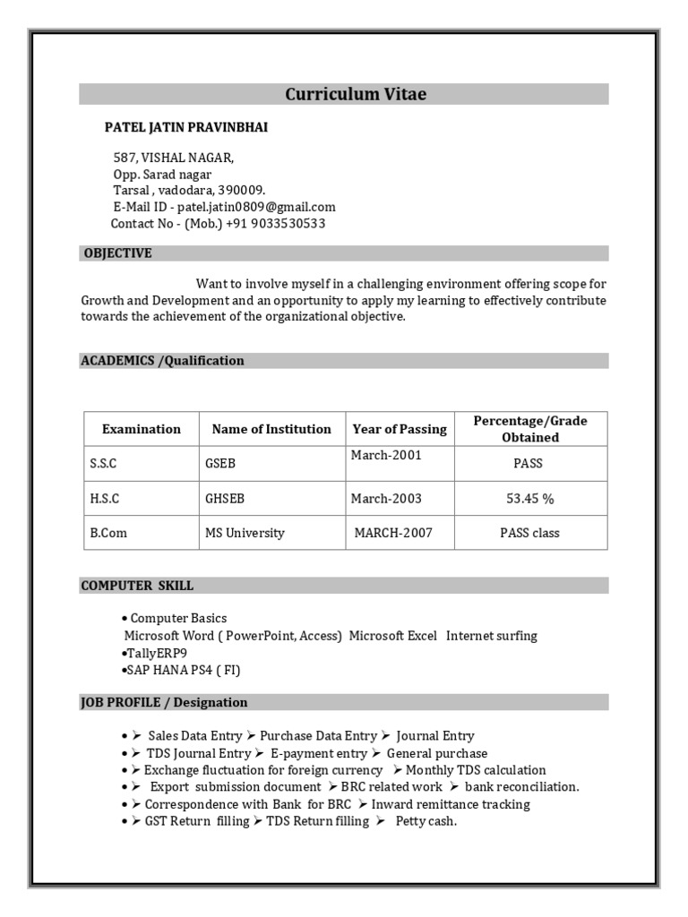 CV - Jatin p-1 | PDF