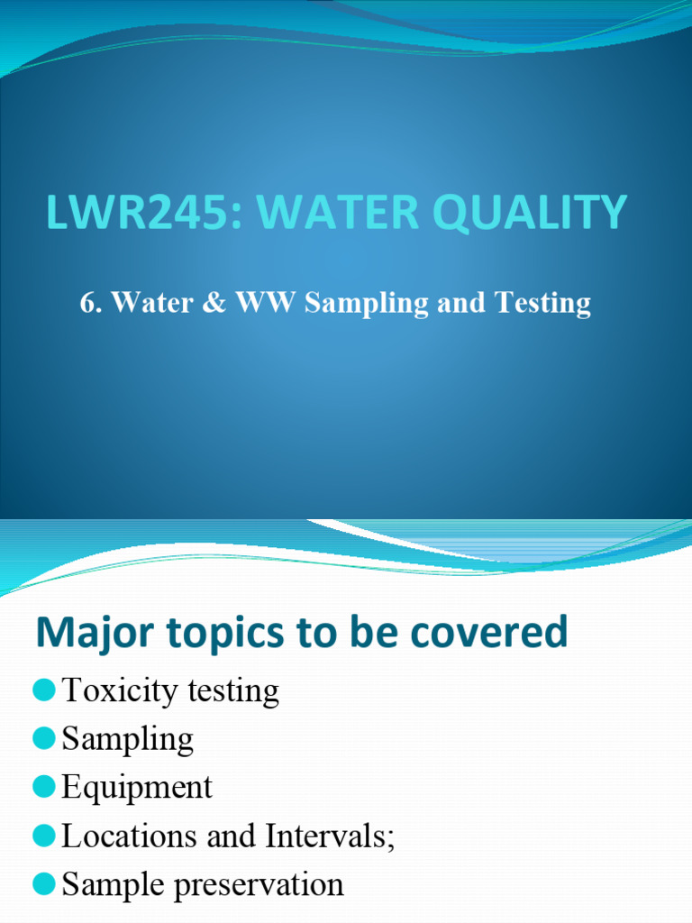 Water & WW Sampling and Testing | PDF | Toxicity | Sewage Treatment