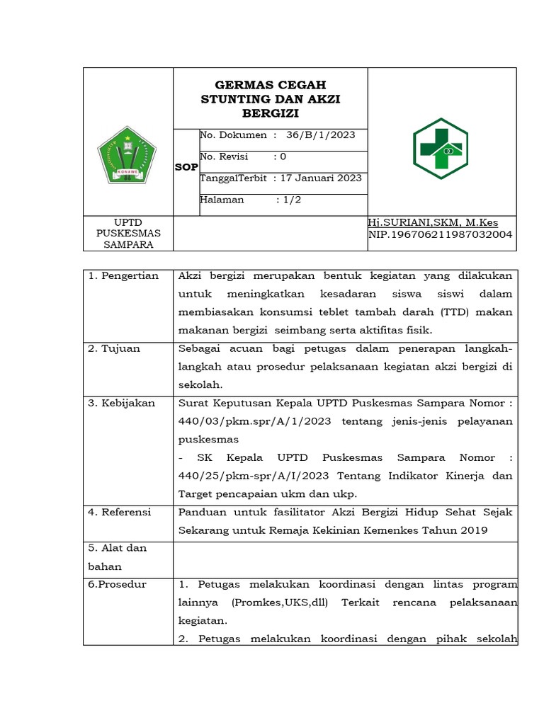 SOP Kegiatan Germas | PDF