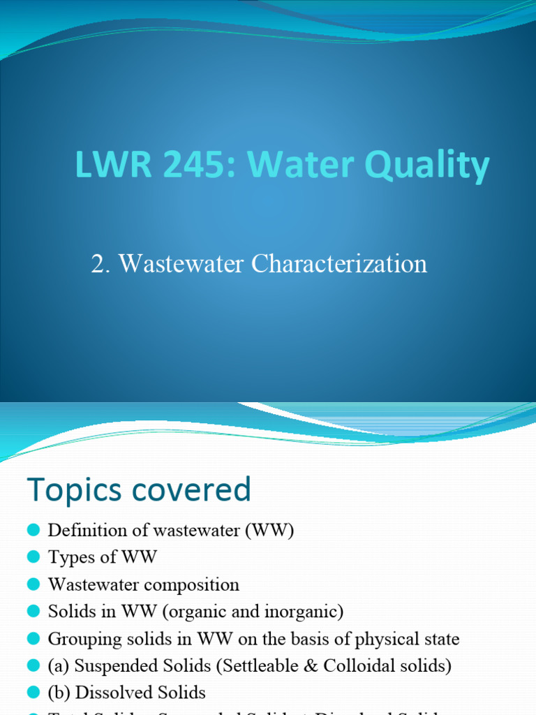 LWR245 Wastewater Characterisation | PDF | Sewage | Organic Compounds