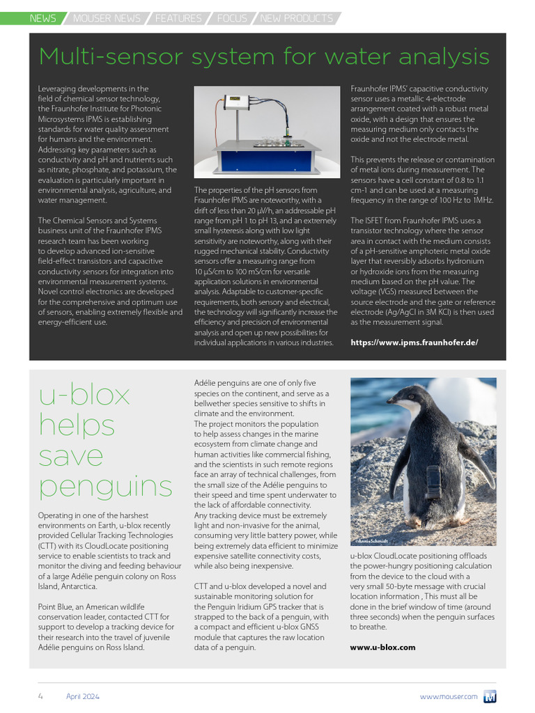 U-Blox Helps Save Penguins: Multi-Sensor System For Water Analysis | Download Free PDF | Sensor ...