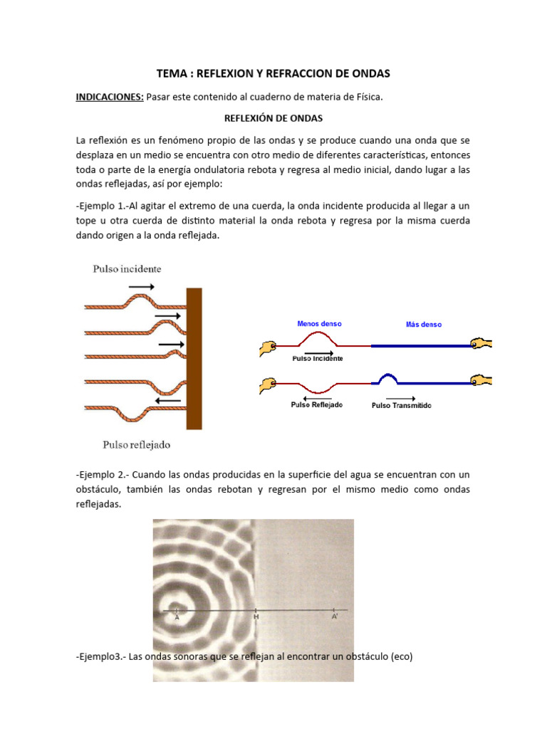 Reflexion y Refraccion de Ondas | PDF | Olas | Refracción