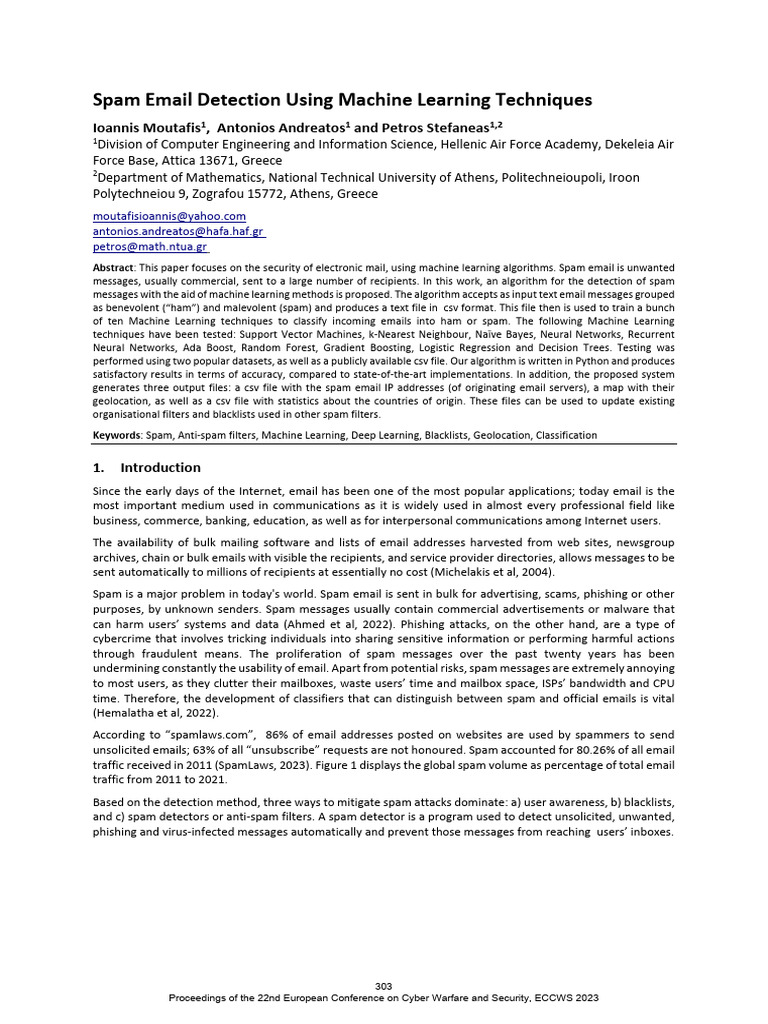 Moutafis-EWS-098 | PDF | Support Vector Machine | Email Spam