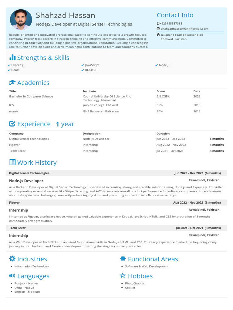 Shahzad HassanCv | PDF | Web Development | Computing