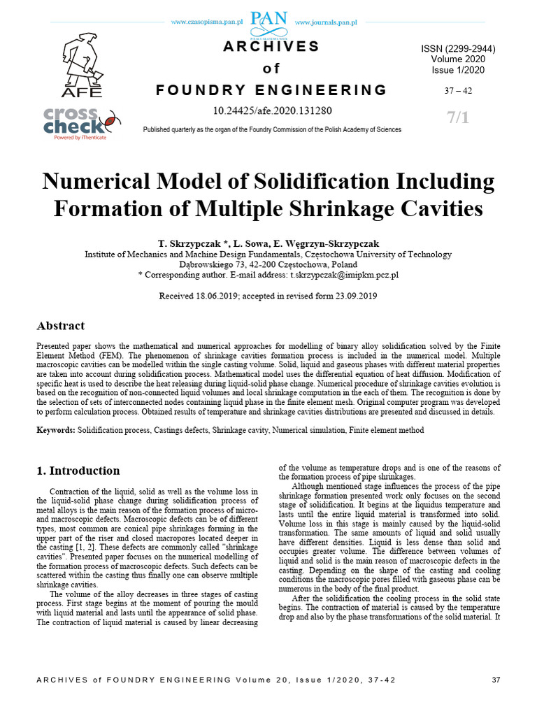 Numerical Model Of Solidification I Pdf Finite Element Method Liquids