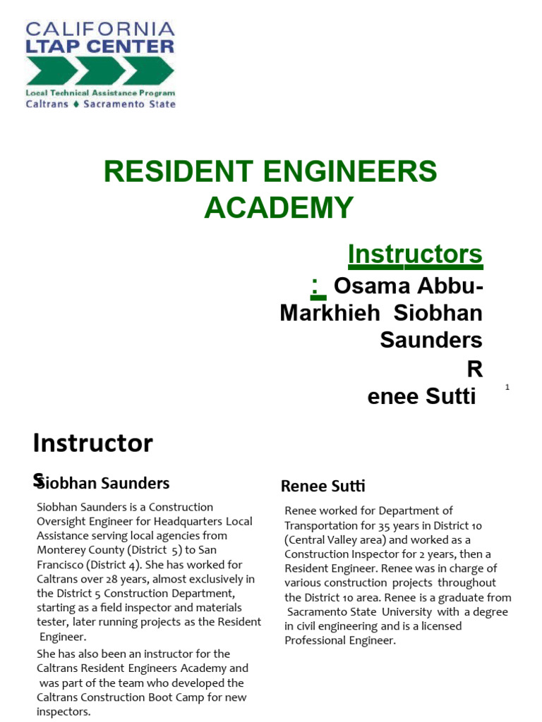 RESIDENT ENGINEERS training | PDF