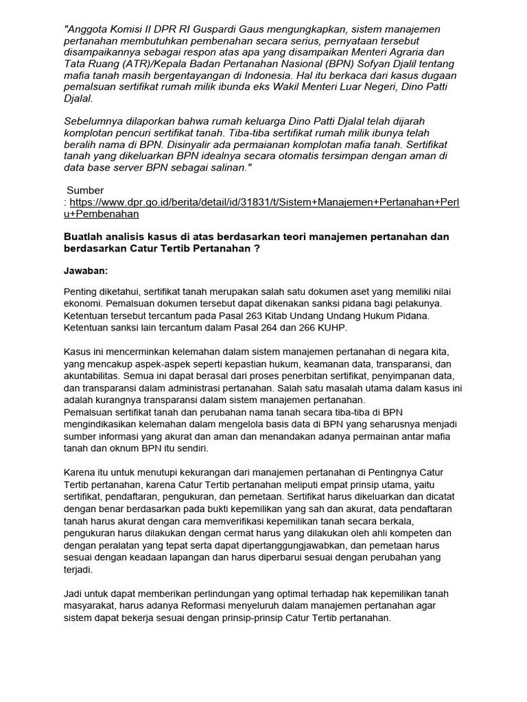 Diskusi 2 Matkul Administrasi Pertanahan | PDF | Hukum