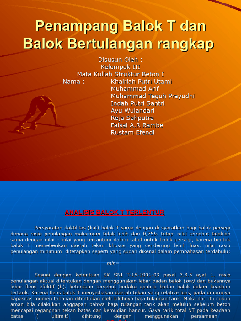 Penampang Balok T Dan Balok Bertulangan Rangkap | PDF | Metode & Bahan ...