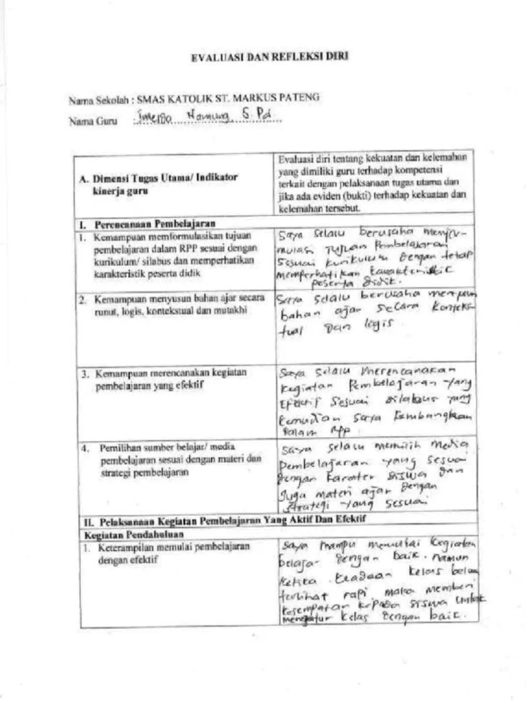 Contoh Refleksi Diri | PDF