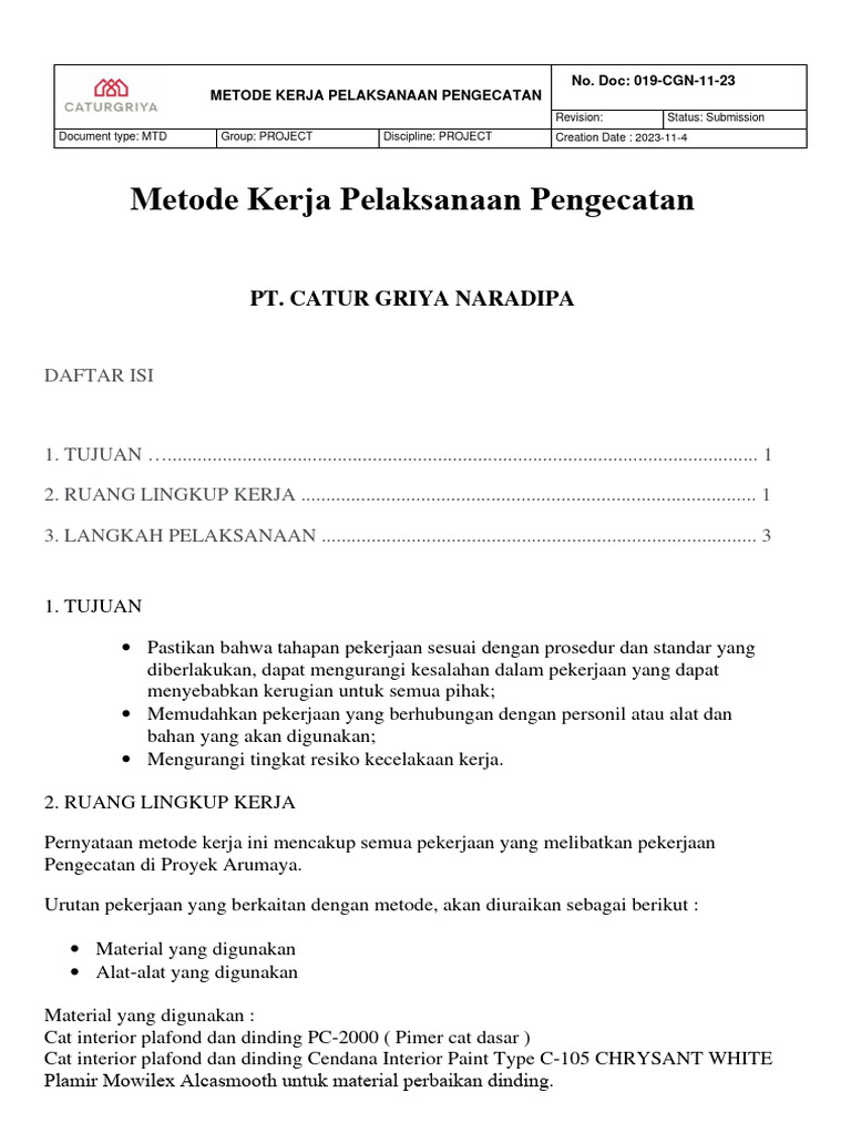METODE KERJA PENGECATAN | PDF